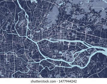 Vector Map City Guangzhou Canton Kwangchow Stock Vector (Royalty Free ...