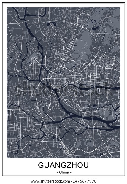 Vector Map City Guangzhou Canton Kwangchow Stock Vector (Royalty Free ...