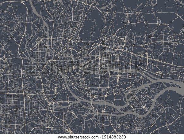 Vector Map City Guangzhou Canton Kwangchow Stock Vector (Royalty Free ...