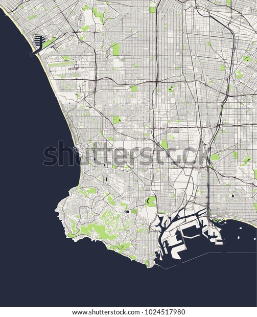 Vector Map City Los Angeles Usa Stock Vector (Royalty Free) 1024517980 ...