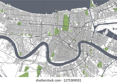Vector Map City New Orleans Louisiana Stock Vector (Royalty Free ...