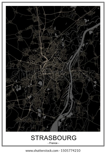 Vector Map City Strasbourg France Stock Vector (Royalty Free) 1505774210