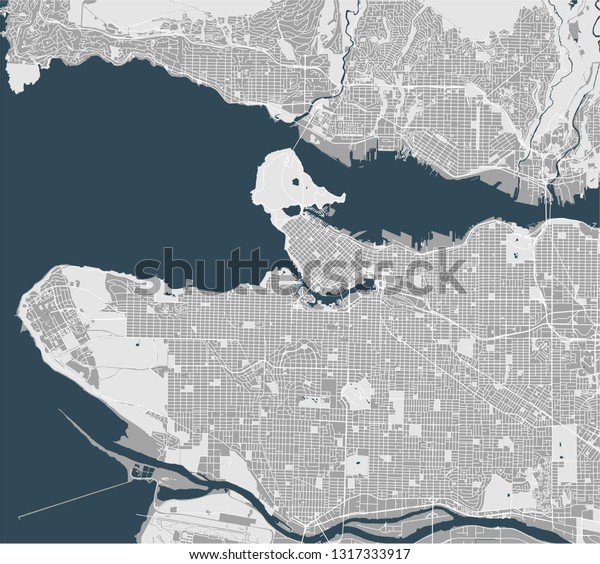 Vector Map City Vancouver Canada Stock Vector (Royalty Free) 1317333917 ...