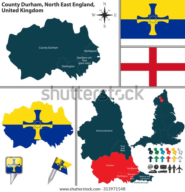 Vector Map County Durham North East Stock Vector (Royalty Free ...
