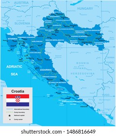 Vector Map Croatia Borders Regions Flag Stock Vector (Royalty Free ...