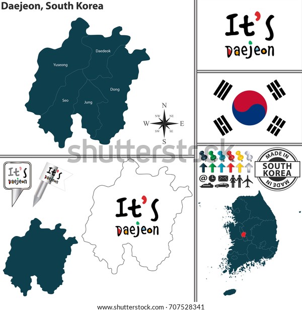 Vector Map Daejeon Metropolitan City Flags Stock Vector (Royalty Free ...