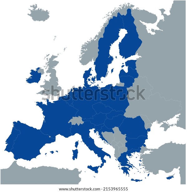 Vector Map European Union Outline Illustration Stock Vector (Royalty ...
