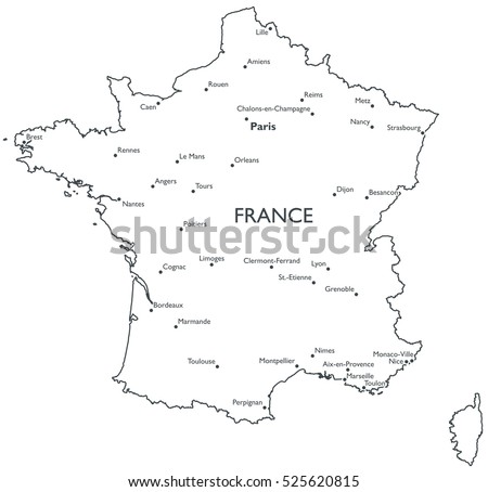 Vector Map France Monochrome Contour Map Image vectorielle de stock ...
