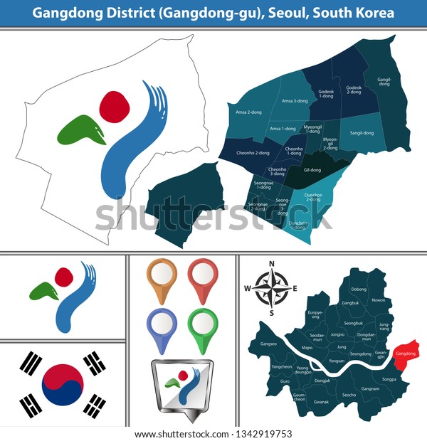Vector Map Gangdong District Gu Seoul Stock Vector (Royalty Free ...