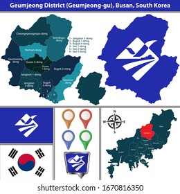Vector Map Geumjeong District Gu Busan: เวกเตอร์สต็อก (ปลอดค่าลิขสิทธิ์ ...