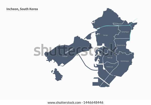 mapa vectorial de incheon, corea sur: vector de stock (libre de ...