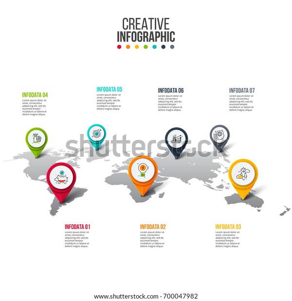 Vector Map Infographic Template Global Travel Stock Vector (Royalty ...
