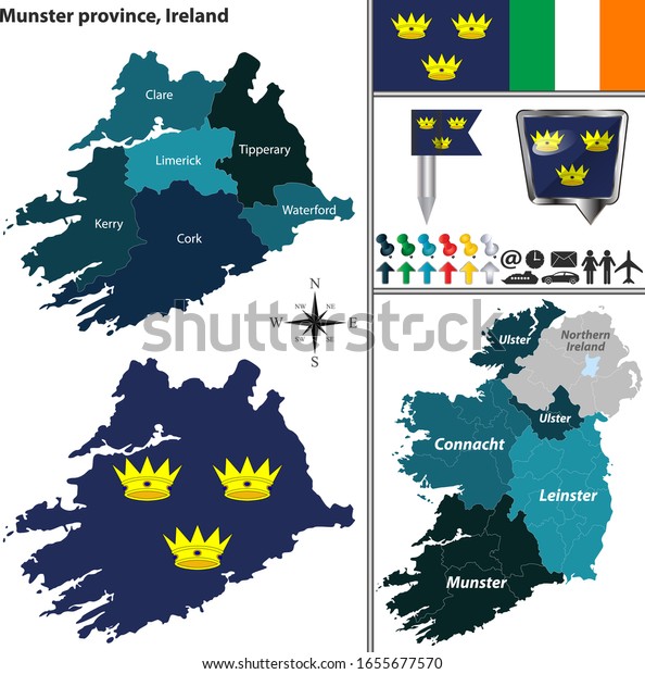Vector Map Munster Province Ireland Regions Stock Vector (Royalty Free ...