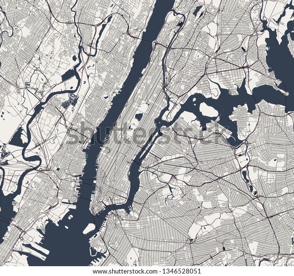 Vector Map New York City Ny Stock Vector (Royalty Free) 1346528051 ...
