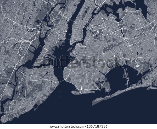 Vector Map New York City Ny Stock Vector (Royalty Free) 1357187336 ...