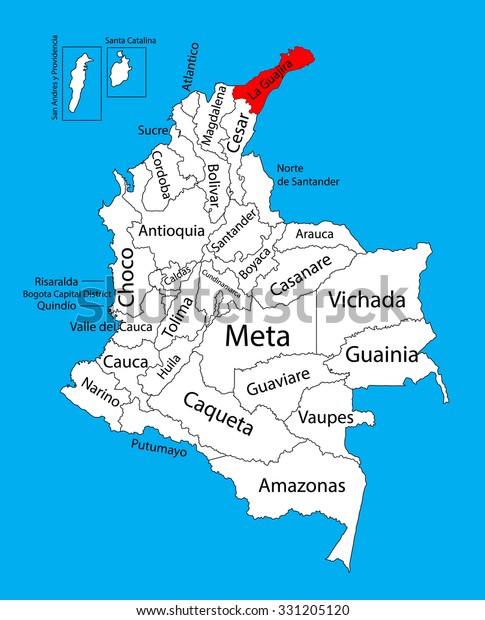 Vector Map Region La Guajira Colombia Stock-vektor (royaltyfri ...