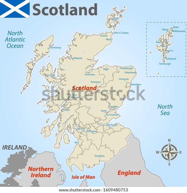 Vector de stock (libre de regalías) sobre Vector Map Scotland Named ...