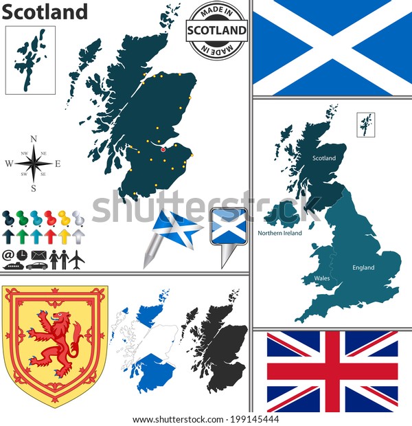 Vector Map Scotland Regions Coat Arms Stock Vector (Royalty Free ...