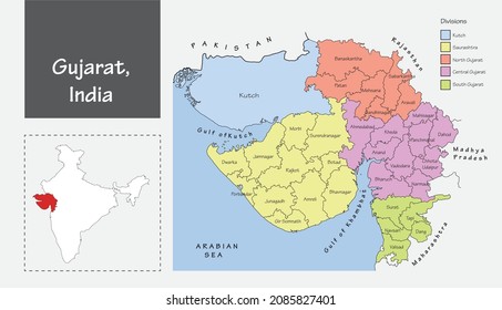 Gujarat map vector Images, Stock Photos & Vectors | Shutterstock