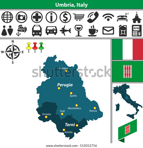 Vector Map Umbria Regions Location On庫存向量圖（免版稅）552052756 | Shutterstock