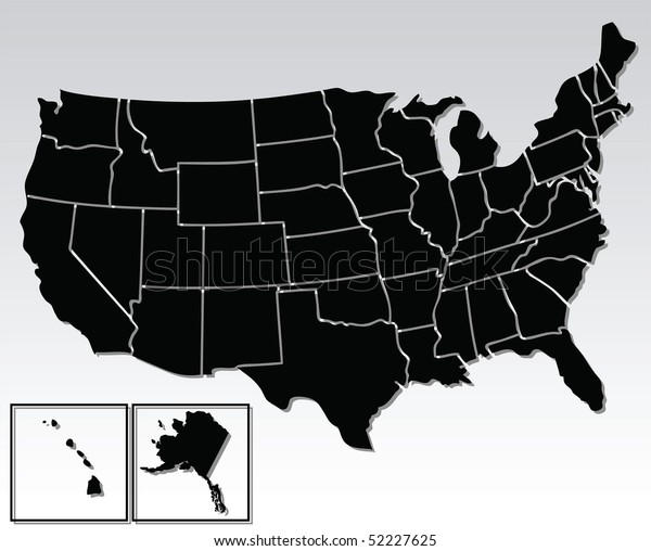 Vector Map United States America 스톡 벡터(로열티 프리) 52227625 | Shutterstock
