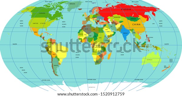 Vector map of the world. A political map of the World. Countries ...