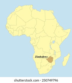Vector Map Zimbabwe Africa Stock Vector (Royalty Free) 250749796 ...