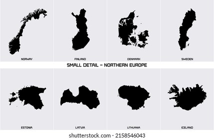 Vector Maps Northern European Countries Small Stock Vector (Royalty ...