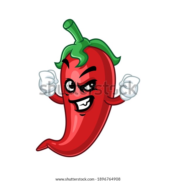 Vector Mascot Cartoon Illustration Angry Chilli Stock Vector (Royalty ...