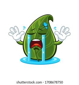 Vector Mascot Cartoon Illustration Crying Leaf Stock Vector (Royalty ...