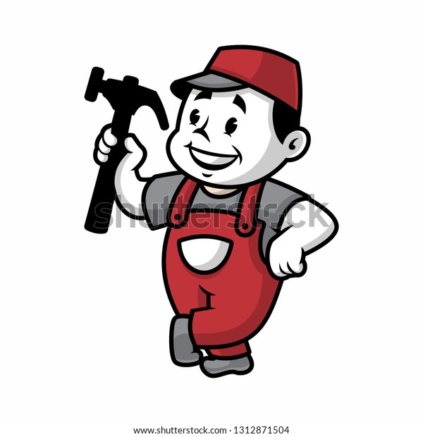 Vector Mascot Cartoon Illustration Retro Handyman Stock Vector (Royalty ...