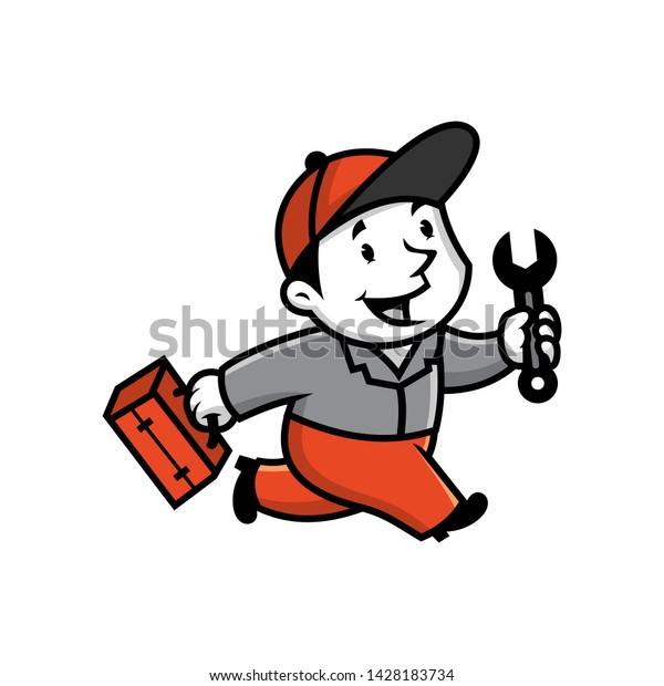 Vector Mascot Cartoon Illustration Retro Running Stock Vector (Royalty ...