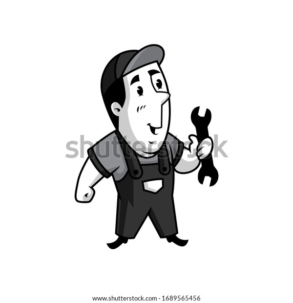Vector Mascot Cartoon Illustration Retro Handyman Stock Vector (Royalty ...