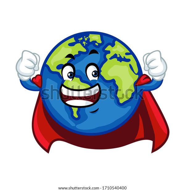 Vector Mascot Cartoon Illustration Super Earth Stock Vector (Royalty ...