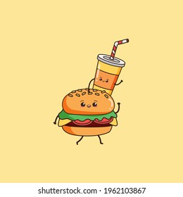 Vector Mascot Character Happy Burger Drink Stock Vector (Royalty Free ...