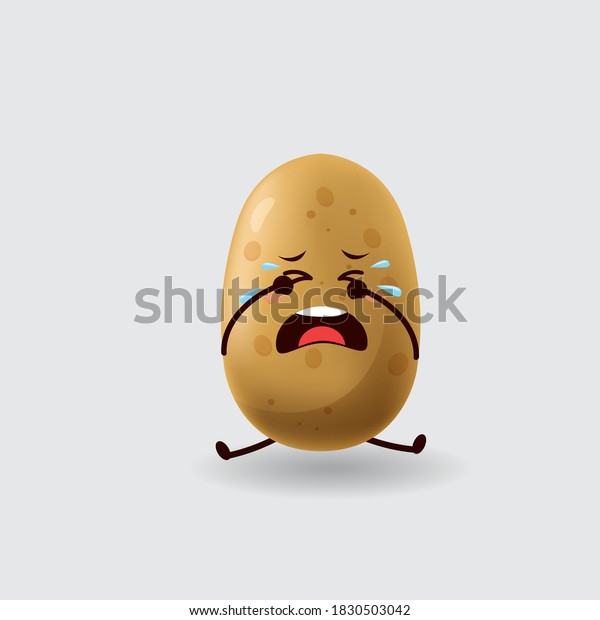 Vector Mascot Illustration Cute Potato Crying Stock Vector (Royalty ...