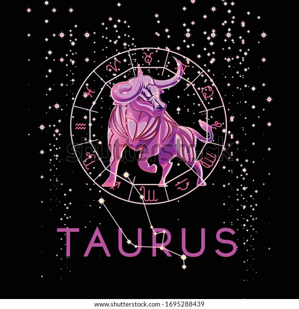 Vector Mascot Illustration Taurus Cosmic Circle Stock Vector (Royalty ...