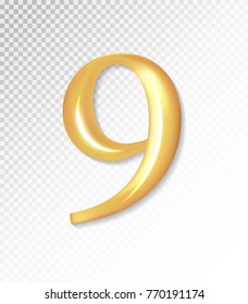 Vector Matt Golden Number Collection Nine Stock Vector (Royalty Free ...