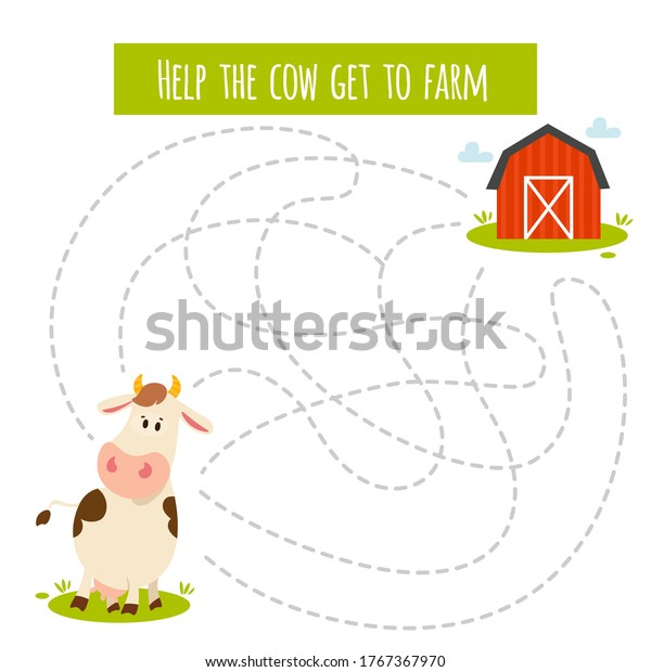 Vector Maze Game Farm Animals Tangled Stock Vector (Royalty Free ...