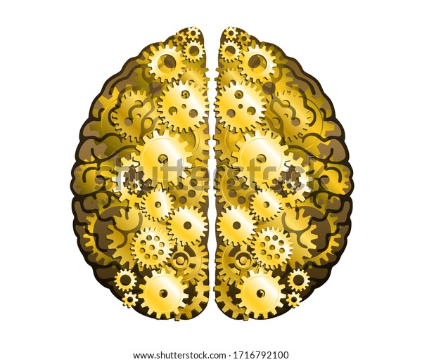 Vector Mechanical Human Brain On White Stock Vector (Royalty Free ...