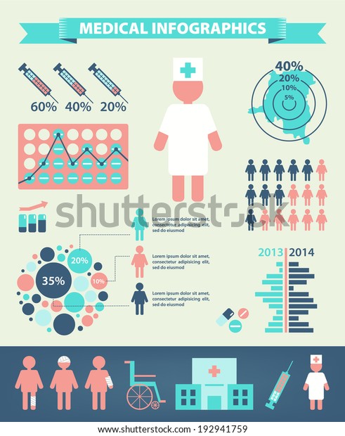 Vector Medical Infographics Set Flat Modern: เวกเตอร์สต็อก (ปลอดค่า ...