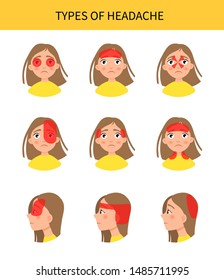 Vector Medical Poster Types Headache Illustration Stock Vector (Royalty ...