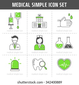 Vector Medical Simple Icon Set Stock Vector (Royalty Free) 342400889