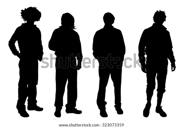 Vector Men Silhouette On White Background Stock Vector (Royalty Free ...