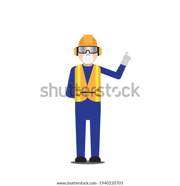 Vector Men Wearing Personal Protective Equipment Stock Vector (Royalty ...