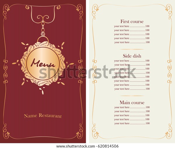 Vector Menu Restaurant Cafe Price List Stock Vector (Royalty Free ...