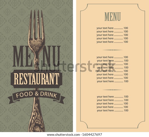 Vector Menu Restaurant Price List Realistic Stock Vector (Royalty Free ...
