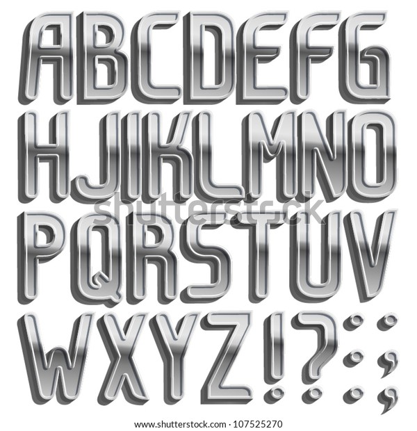 Vector Metal Font Abc Az Stock Vector (Royalty Free) 107525270