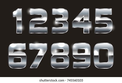 Vector Metal Numberssilver Numbers Set Stock Vector (Royalty Free ...