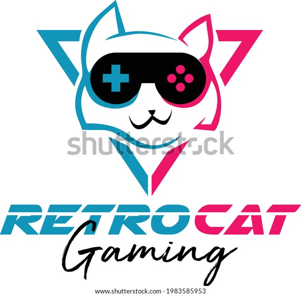 Vector Minimalist Logo Retro Cat Gaming Stock Vector (Royalty Free ...